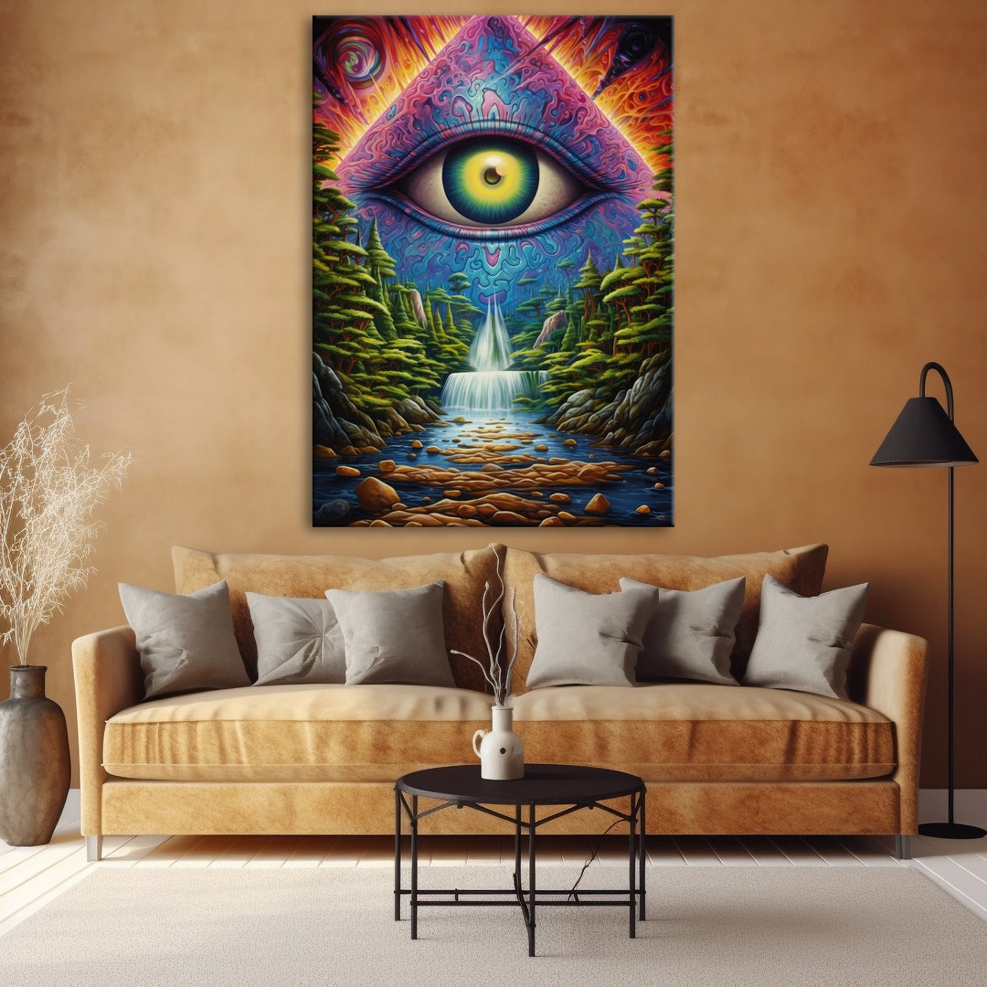 Visionary Painting Canvas Art, Third Eye Surreal Forest Landscape Wall ...