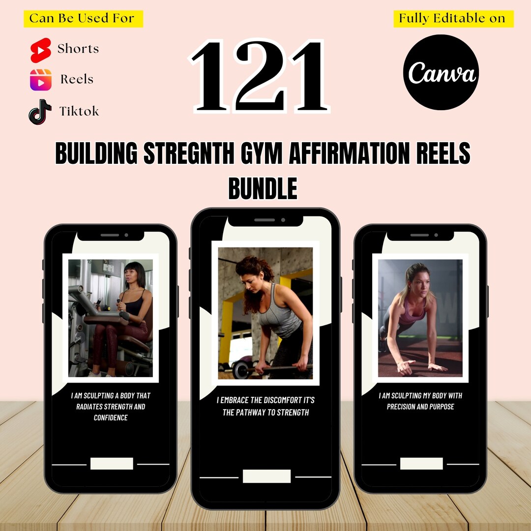 121 Building Strength Gym Affirmation Video Reels Bundle Instagram Story, Tiktok, Youtube Shorts ...