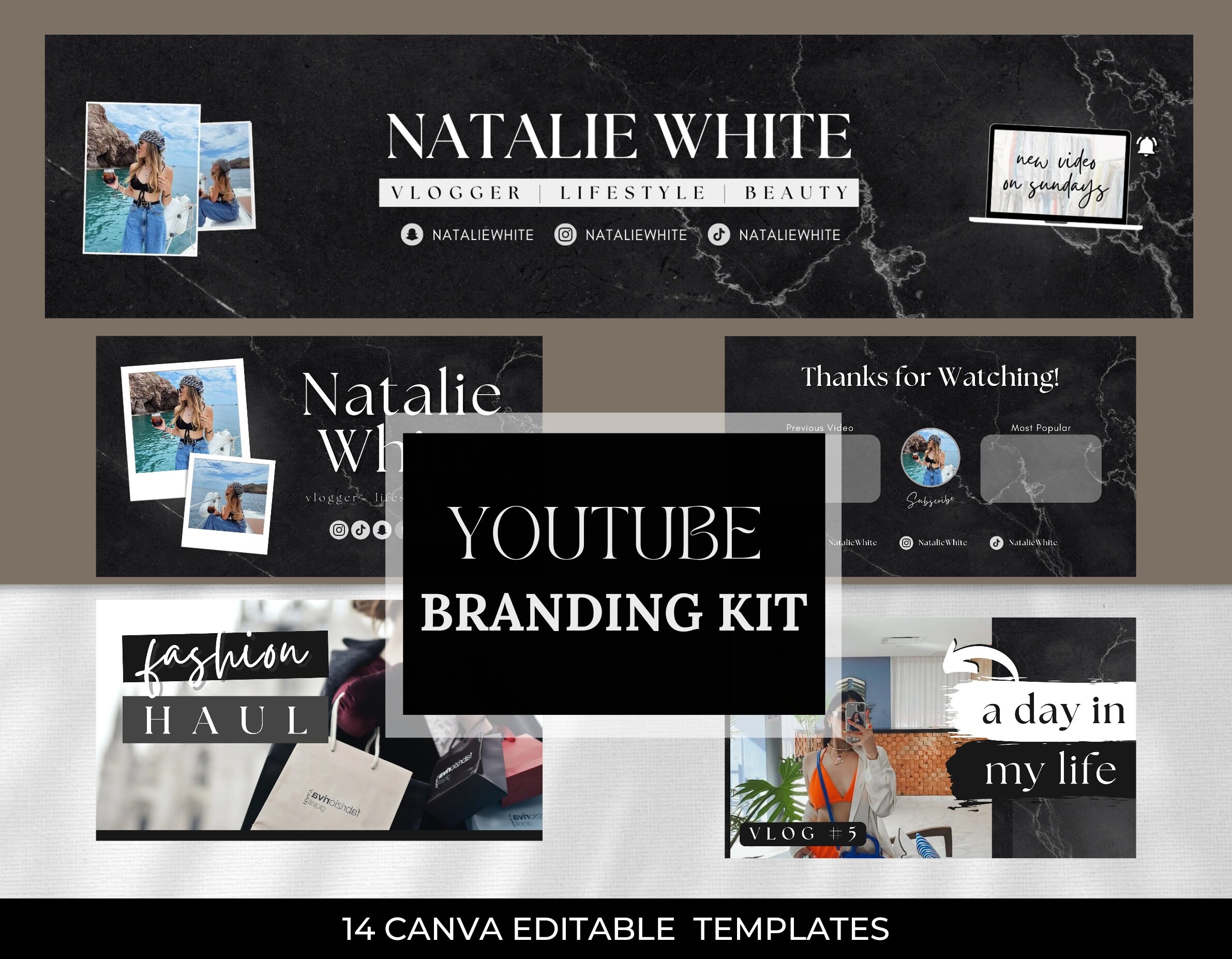 Youtube Branding Kit, Customizable Banner, Intro & Outro and Thumbnails ...