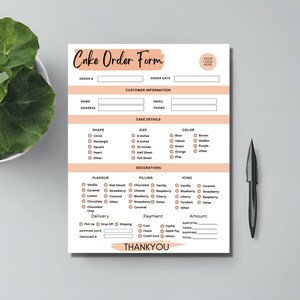 Editable Cake Order Form, Printable Bakery Order Form, Small Business ...