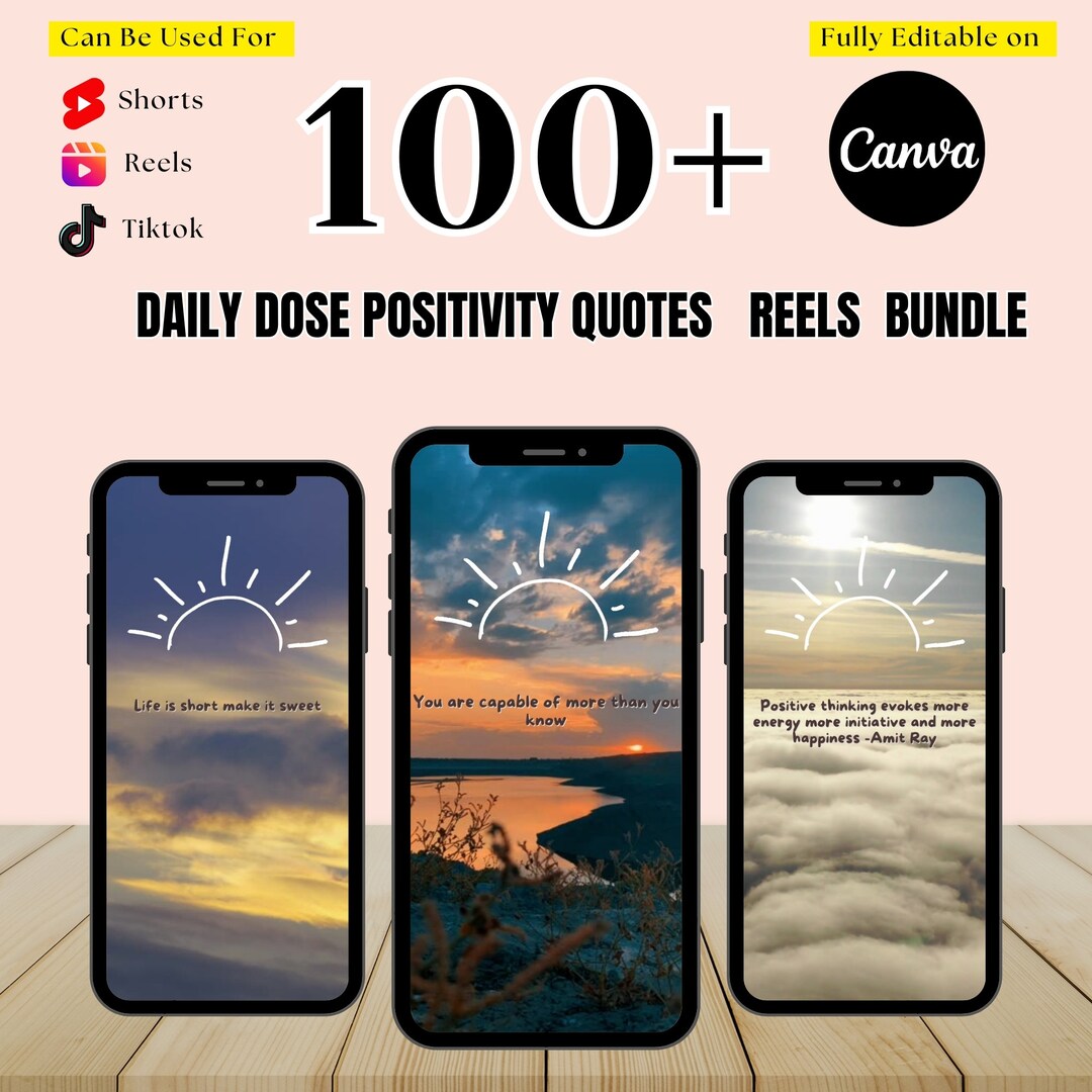 100 Daily Dose Positivity Video Reels Bundle, Instagram Story,canva ...