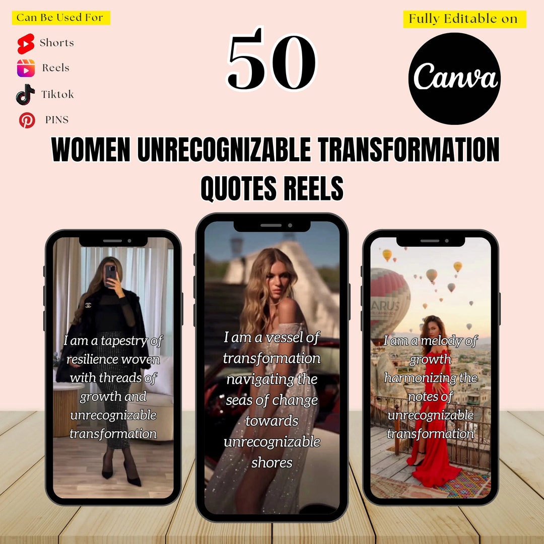 50 Women Transform Affirmation Quote Video Reels Bundle, Instagram ...