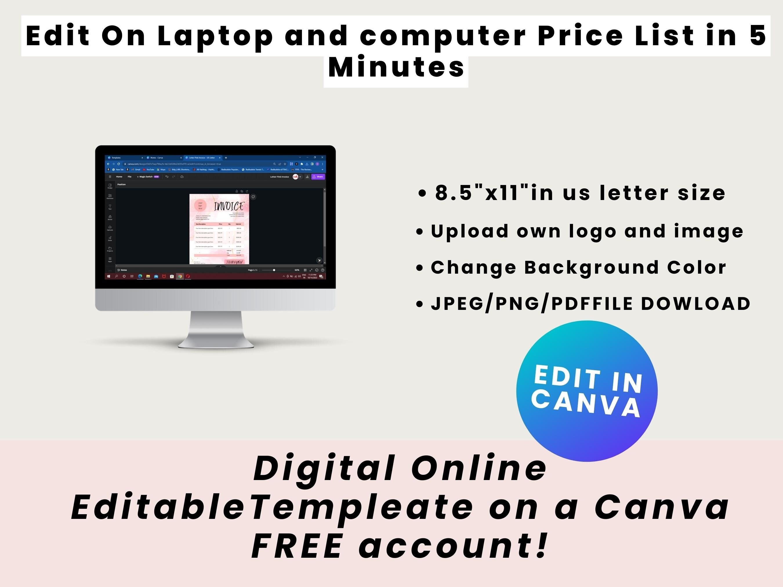 Small Business Invoice Template Craft Invoice Printables Business Lady ...