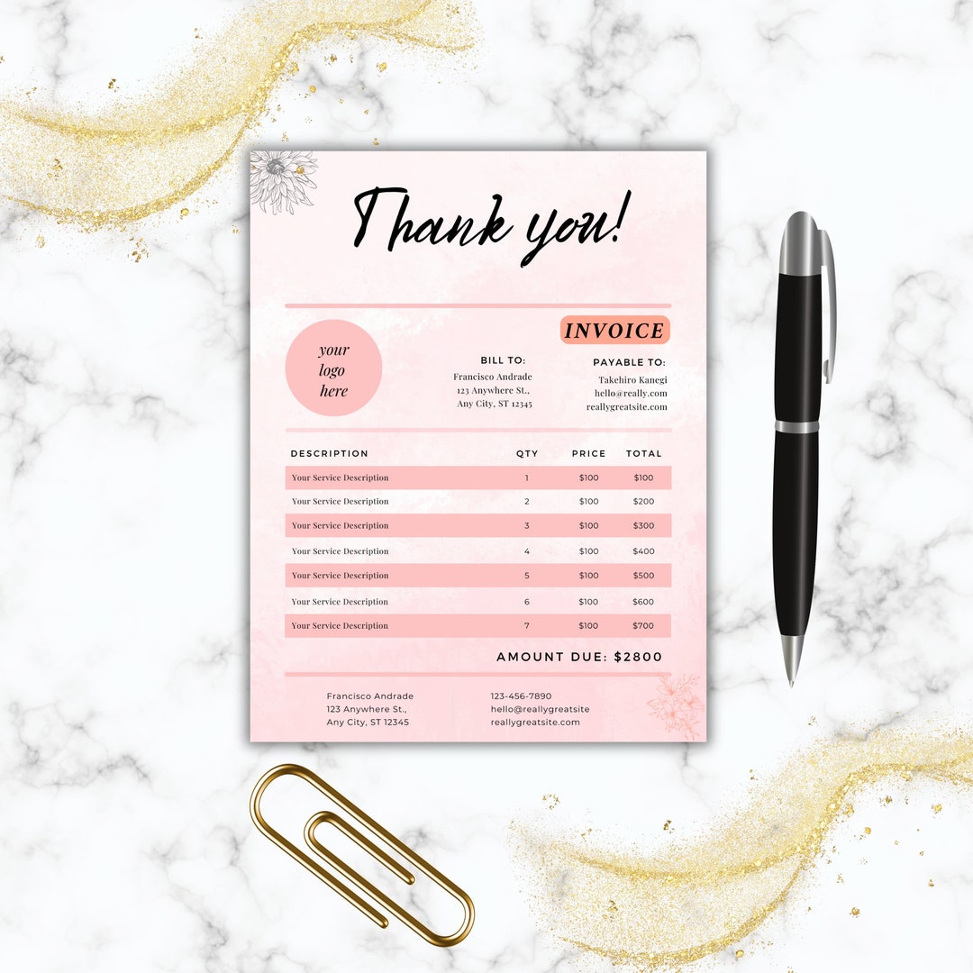 Editable Canva Invoice Order Form Template Craft Invoice Printables ...