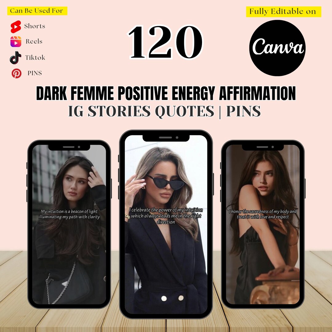 120 Dark Femme Positive Energy Affirmation Quotes Bundle Instagram ...