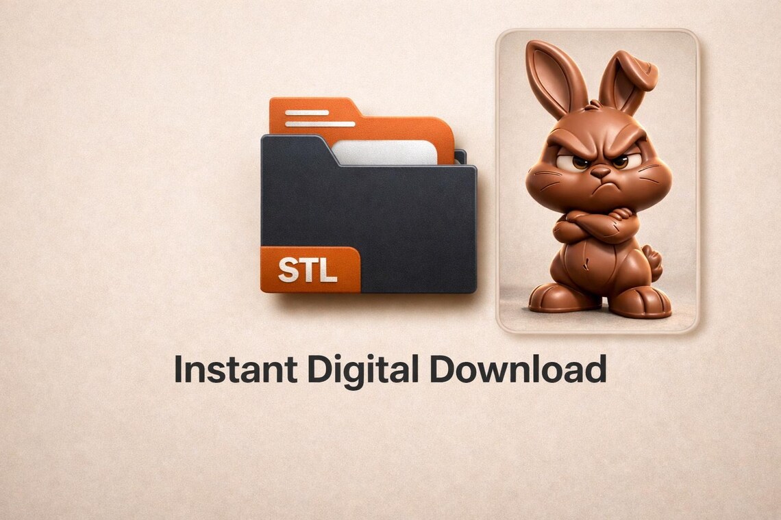 Grumpy Chocolate Easter Bunny STL 3D Print Files | Angry Bunny 3D Model ...