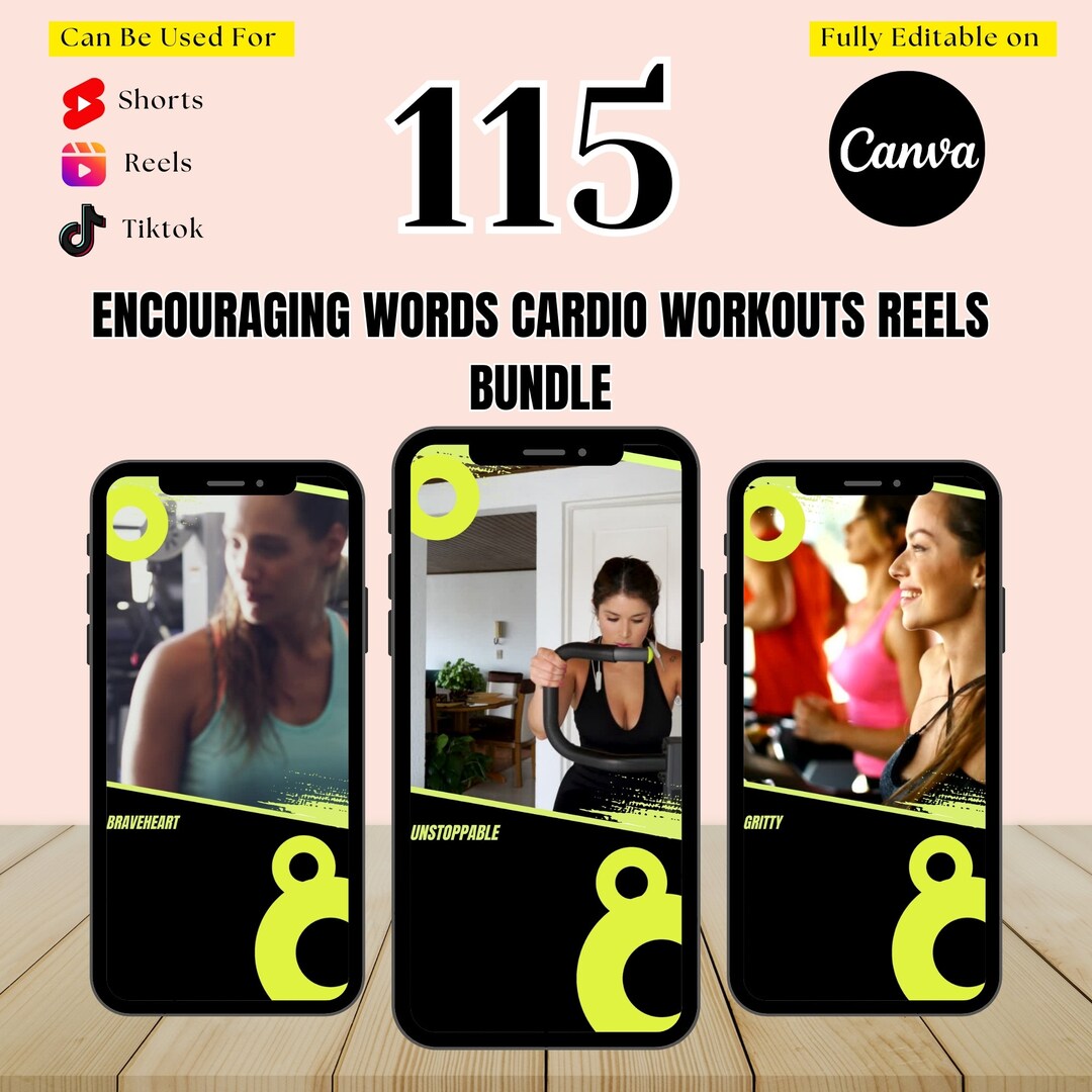 115 Encouraging Words Cardio Workouts Video Reels Bundle Instagram ...