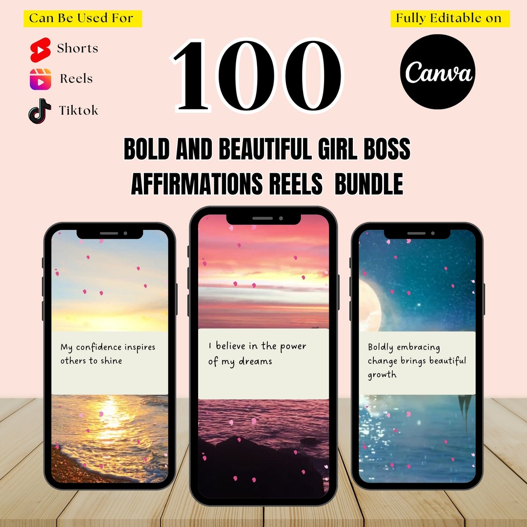 Girl Boss Affirmation Video Reels Bundle, Instagram Story ,tiktok,youtube Shorts, Canva Editable ...