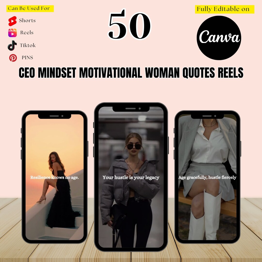50 Ceo Mindset Woman Quotes Video Reels Bundle,instagram Story,youtube ...