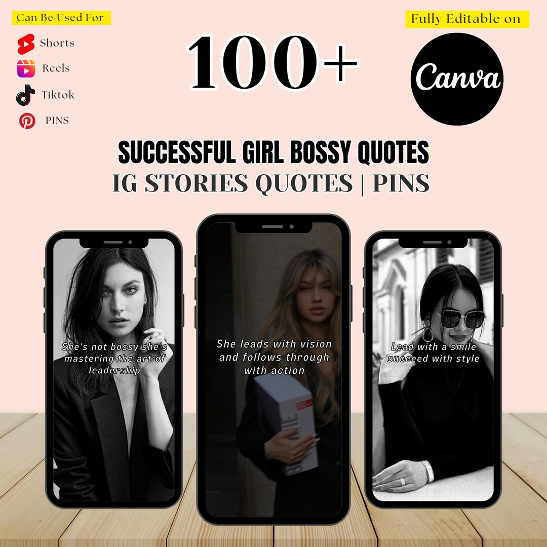 100 Successful Girl Bossy Quotes Bundle , Instagram Stories, Pinterest ...