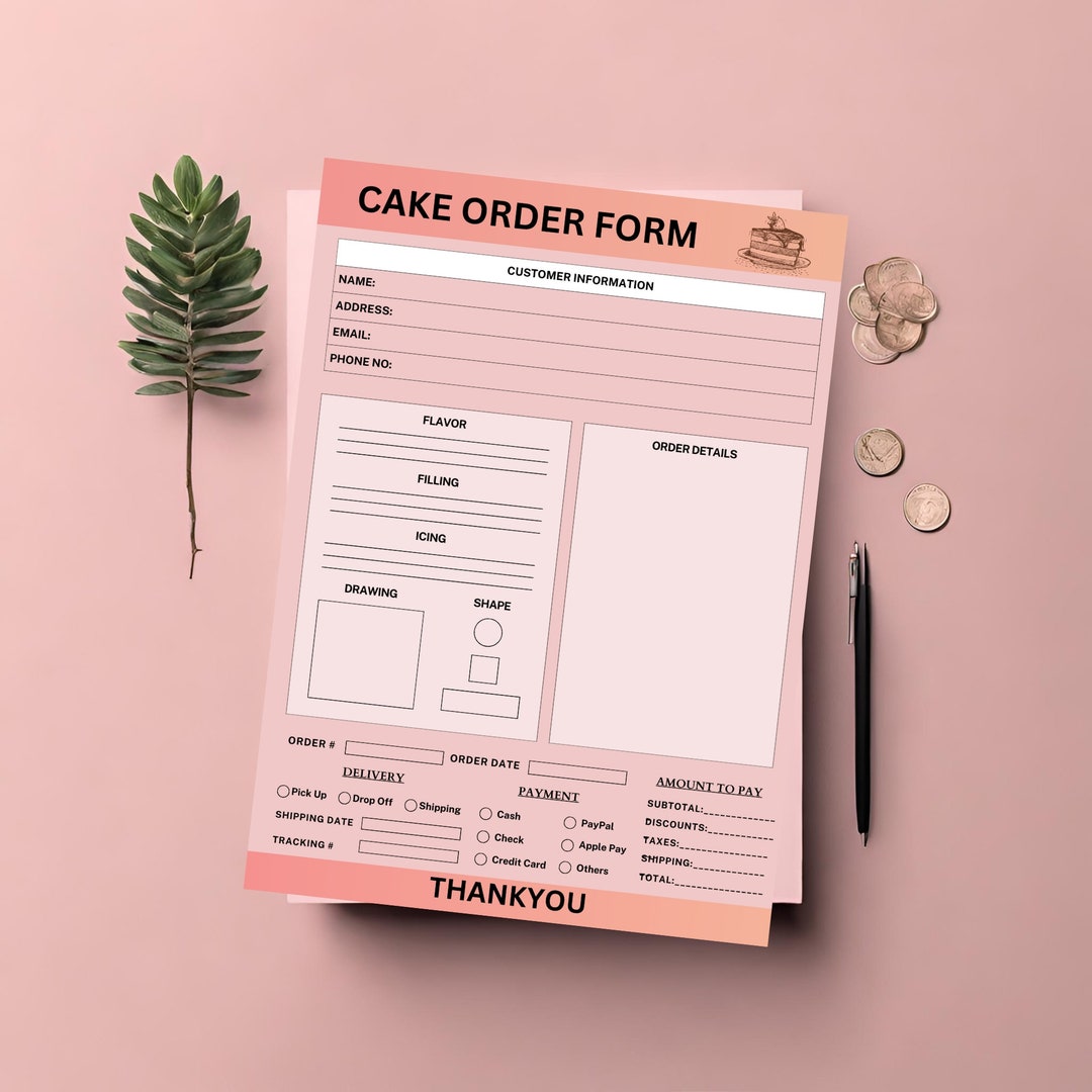 Editable Cake Order Form, Printable Bakery Order Form, Small Business ...