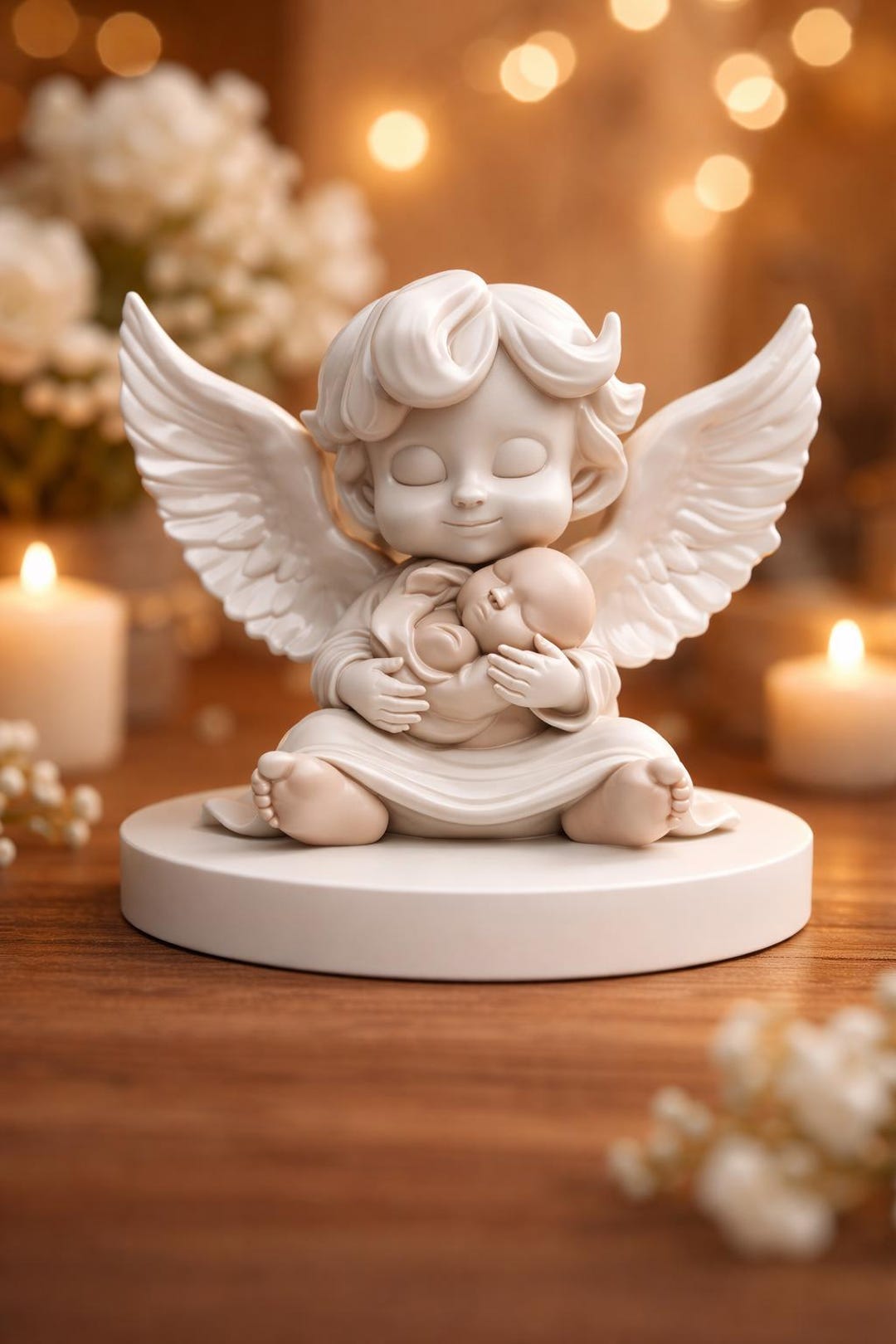 Angel Holding Baby STL File | 3D Printable Baby Memorial Figurine ...
