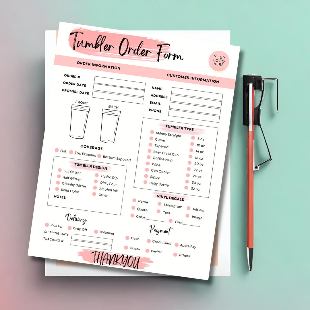 Customizable Tumbler Order Form Template Editable Canva Work Order ...