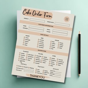 Editable Cake Order Form, Printable Bakery Order Form, Small Business ...