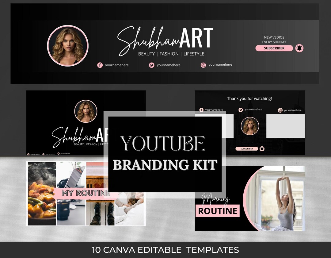 Youtube Branding Kit | Editable Canva Templates | DIY Channel Design ...