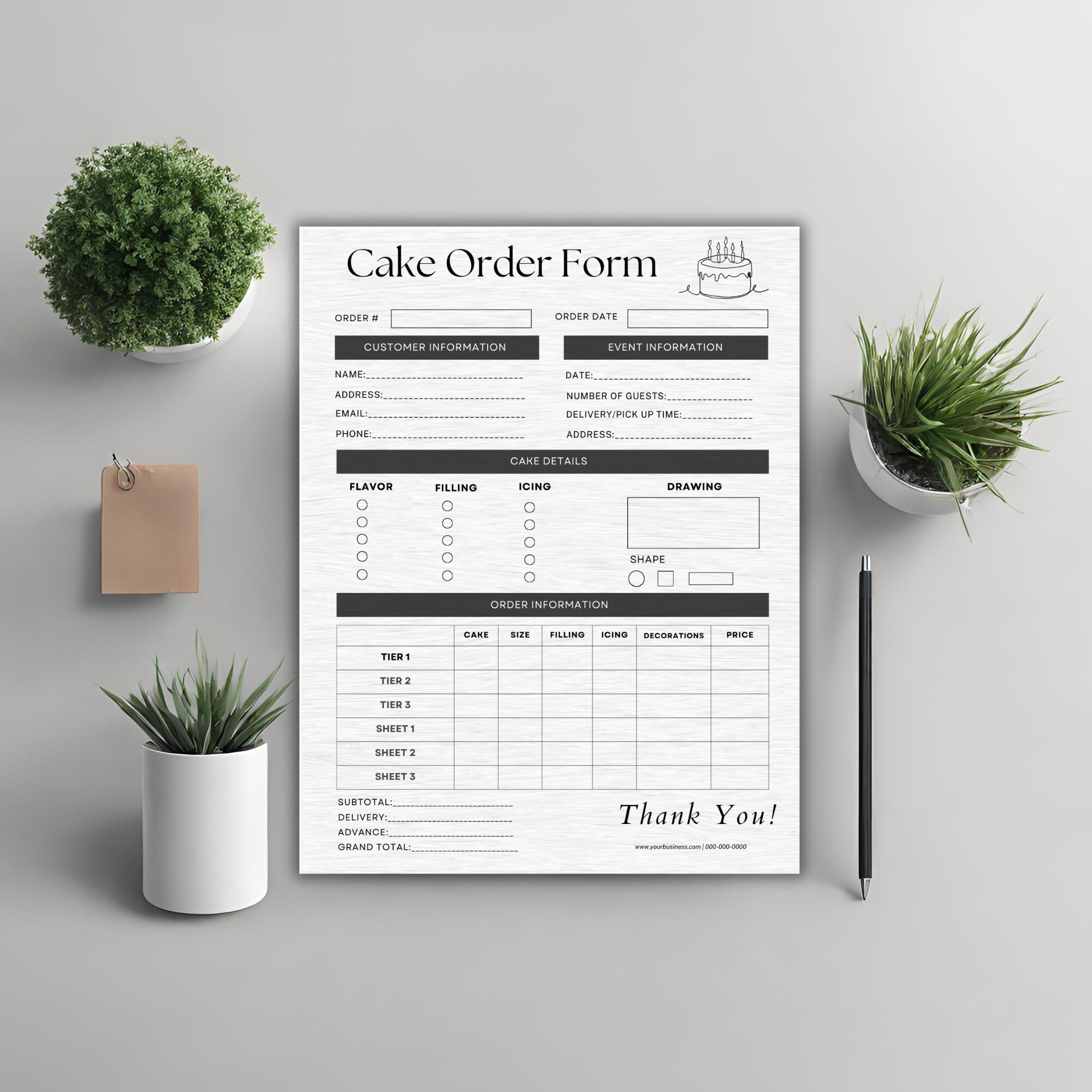 Editable Cake Order Form, Printable Bakery Order Form, Small Business ...