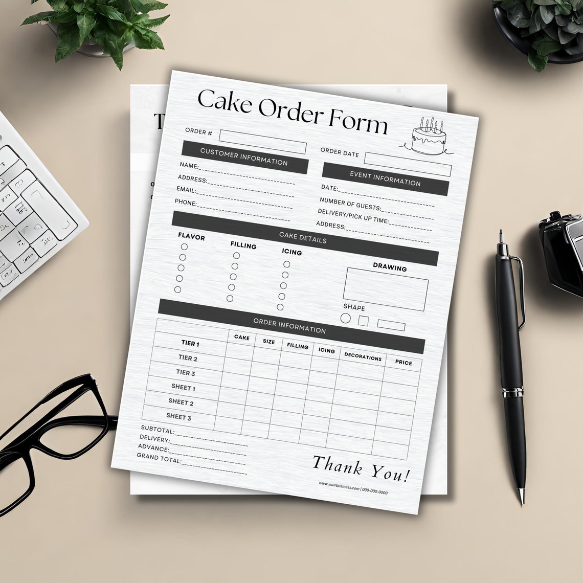 Editable Cake Order Form, Printable Bakery Order Form, Small Business ...