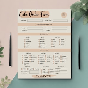 Editable Cake Order Form, Printable Bakery Order Form, Small Business ...