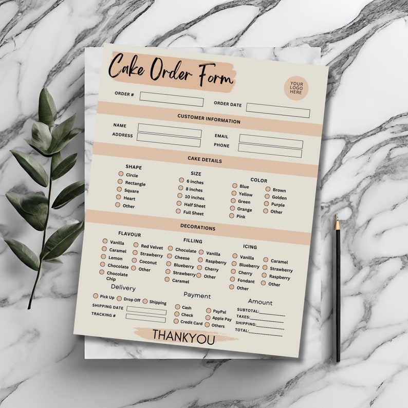 Editable Cake Order Form, Printable Bakery Order Form, Small Business ...