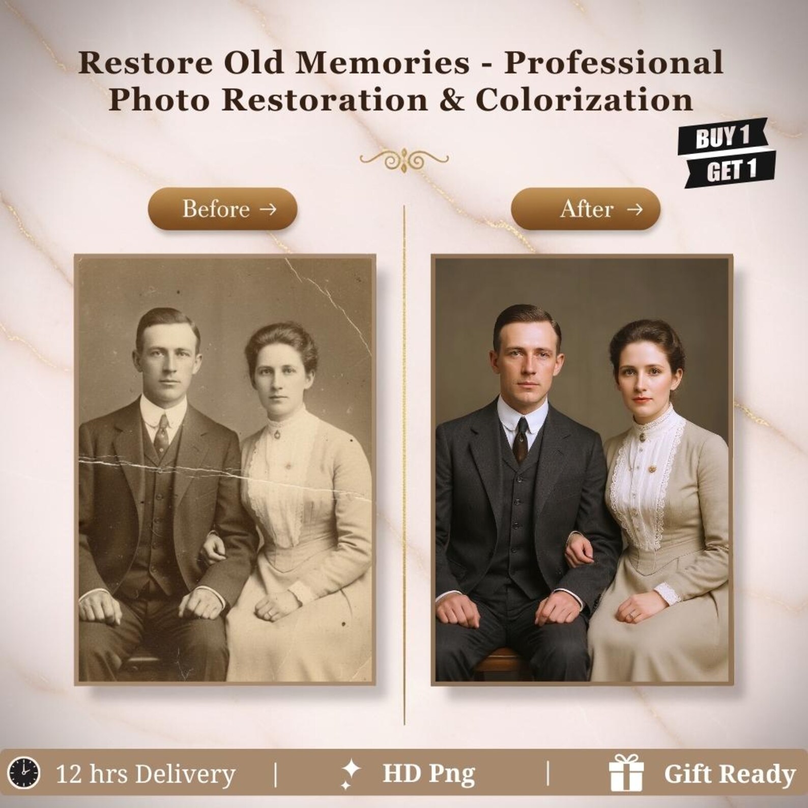 Old Photo Repair | Vintage Photo Restoration | Fix Torn, Faded, Damaged ...