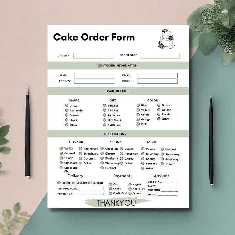 Bakery Order Form - Etsy