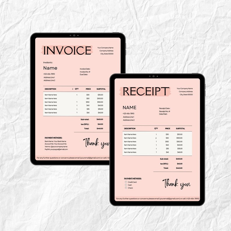 Customizable Invoice and Receipt Template Bundle Canva - Etsy