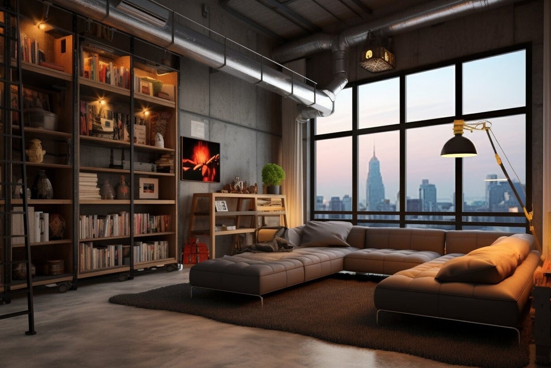 Urban Loft Bookshelf Virtual Background Zoom Background Microsoft Teams ...