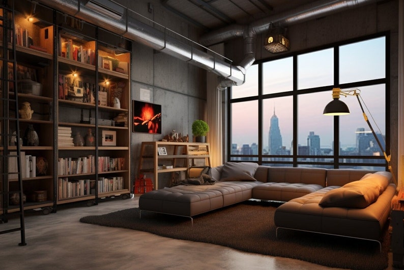Urban Loft Bookshelf Virtual Background Zoom Background Microsoft Teams ...