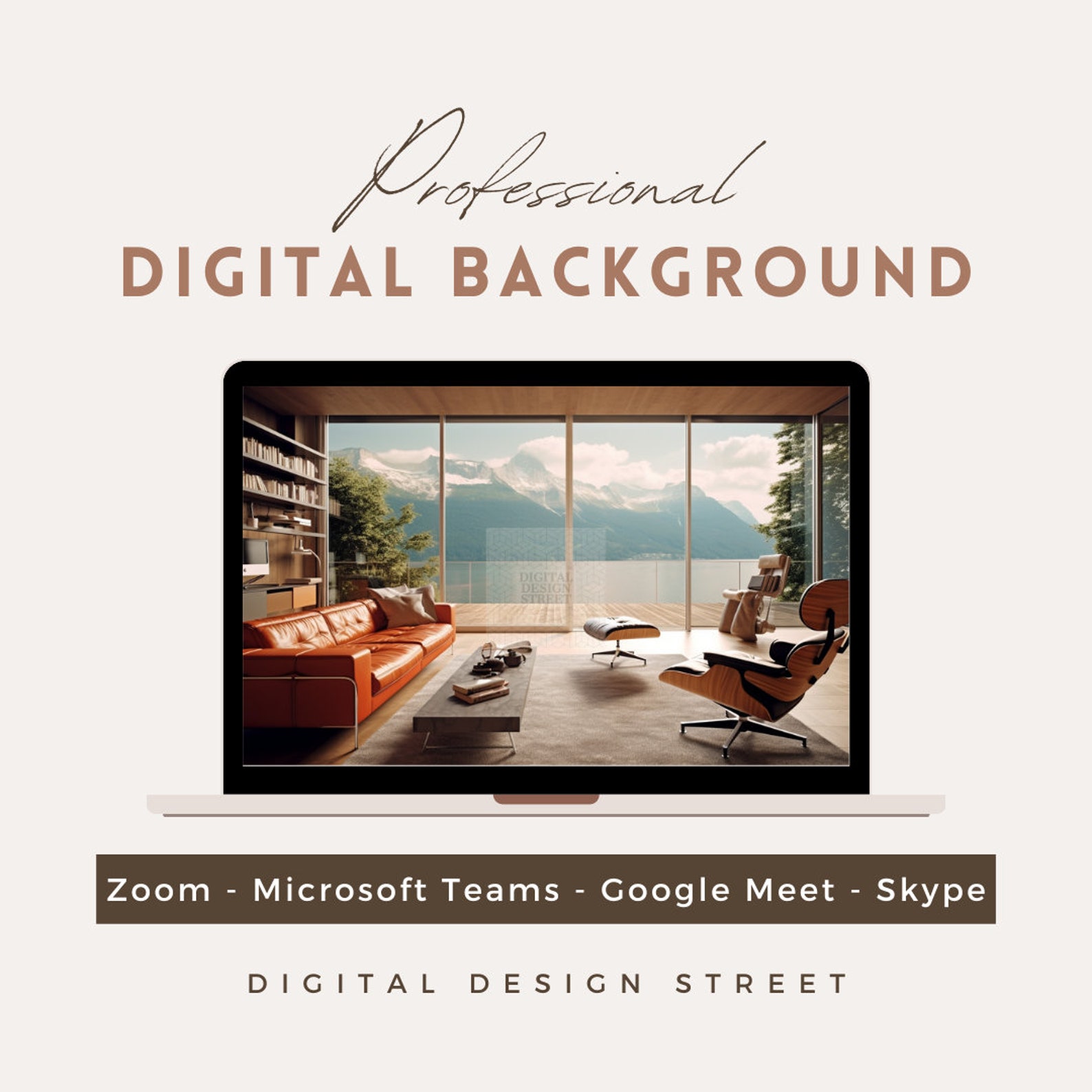 Couch and Evergreens Virtual Background Zoom Background Microsoft Teams ...