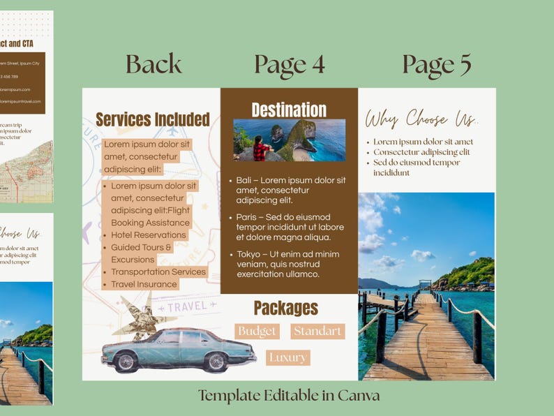 Travel Business Brochure Template Editable Trifold for Tour Canva ...