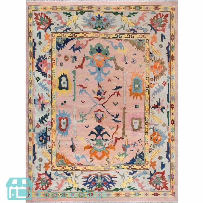 Pink Blush Handmade Oushak Rug Contemporary Traditional Design - Etsy