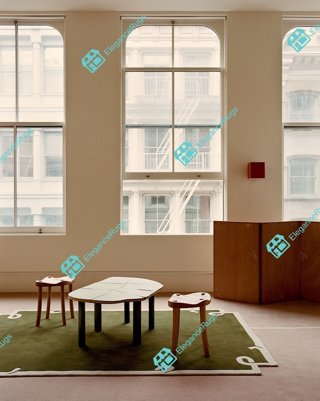 Hand Tufted Loops-green Colored Rug Bespoke Hand Made Hand Tuft Areas Rug NK Replicated Rug ...