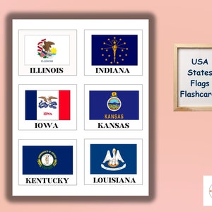 50 Flashcards of the Flags of the States of USA | Printable Flashcards ...