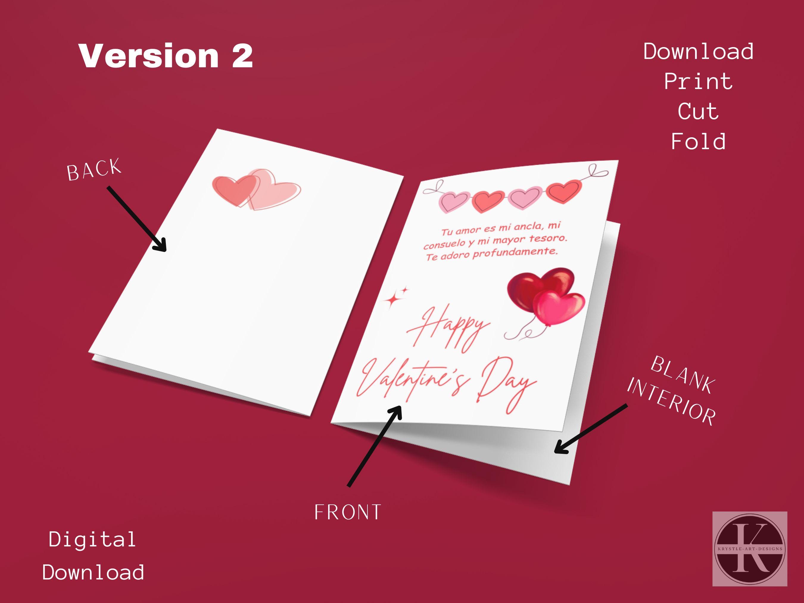 Spanish Valentine's Day Printable Card | Feliz Dia De San Valentin Card ...