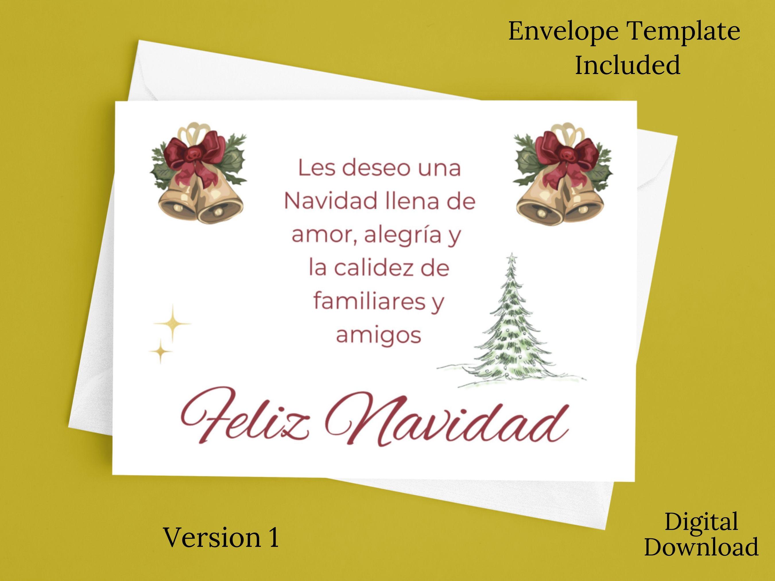 Feliz Navidad Printable Card for Friends & Family | Printable Spanish ...