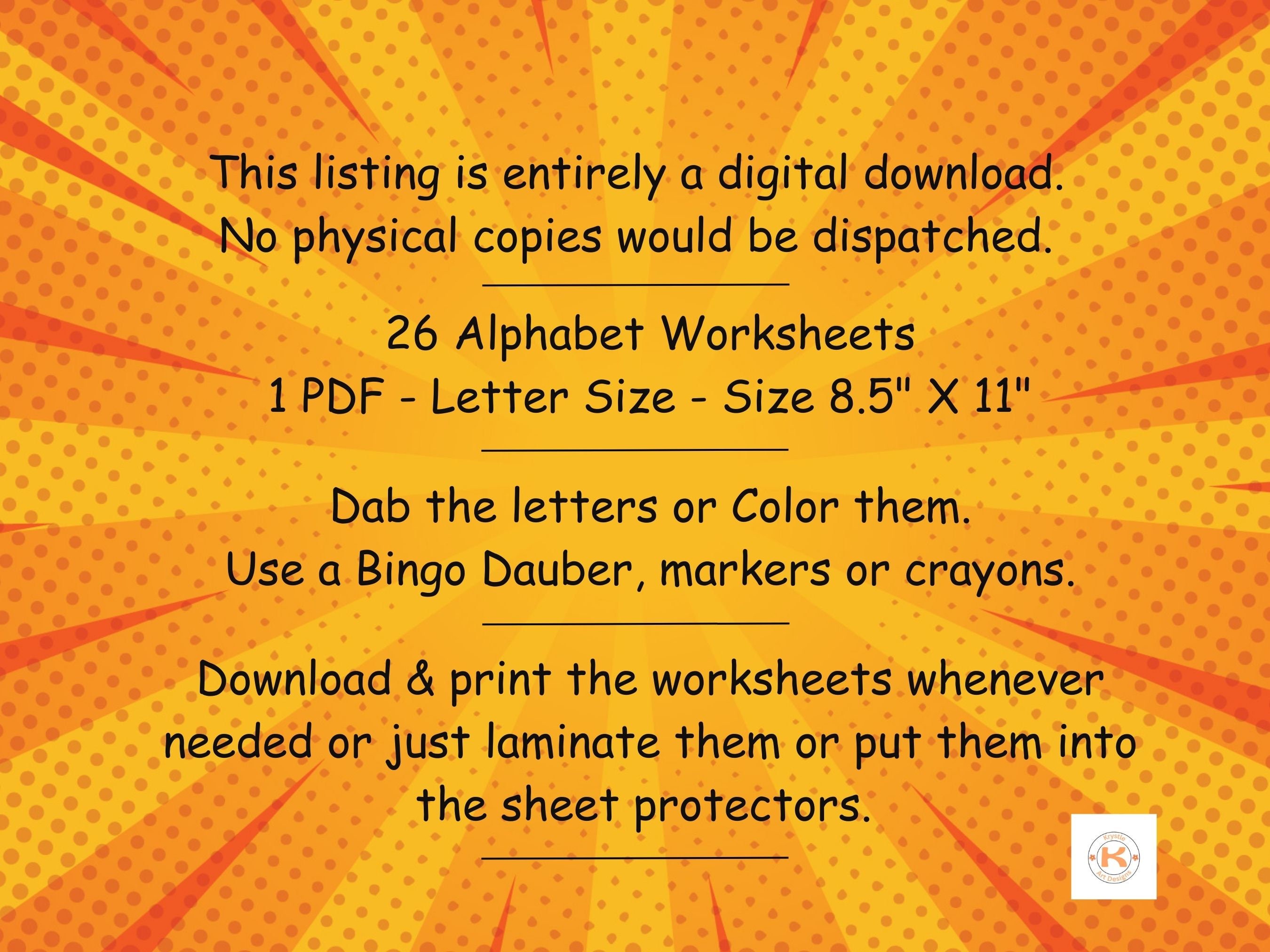 Dab the Letters Worksheets. 26 Printable Lowercase Alphabet - Etsy