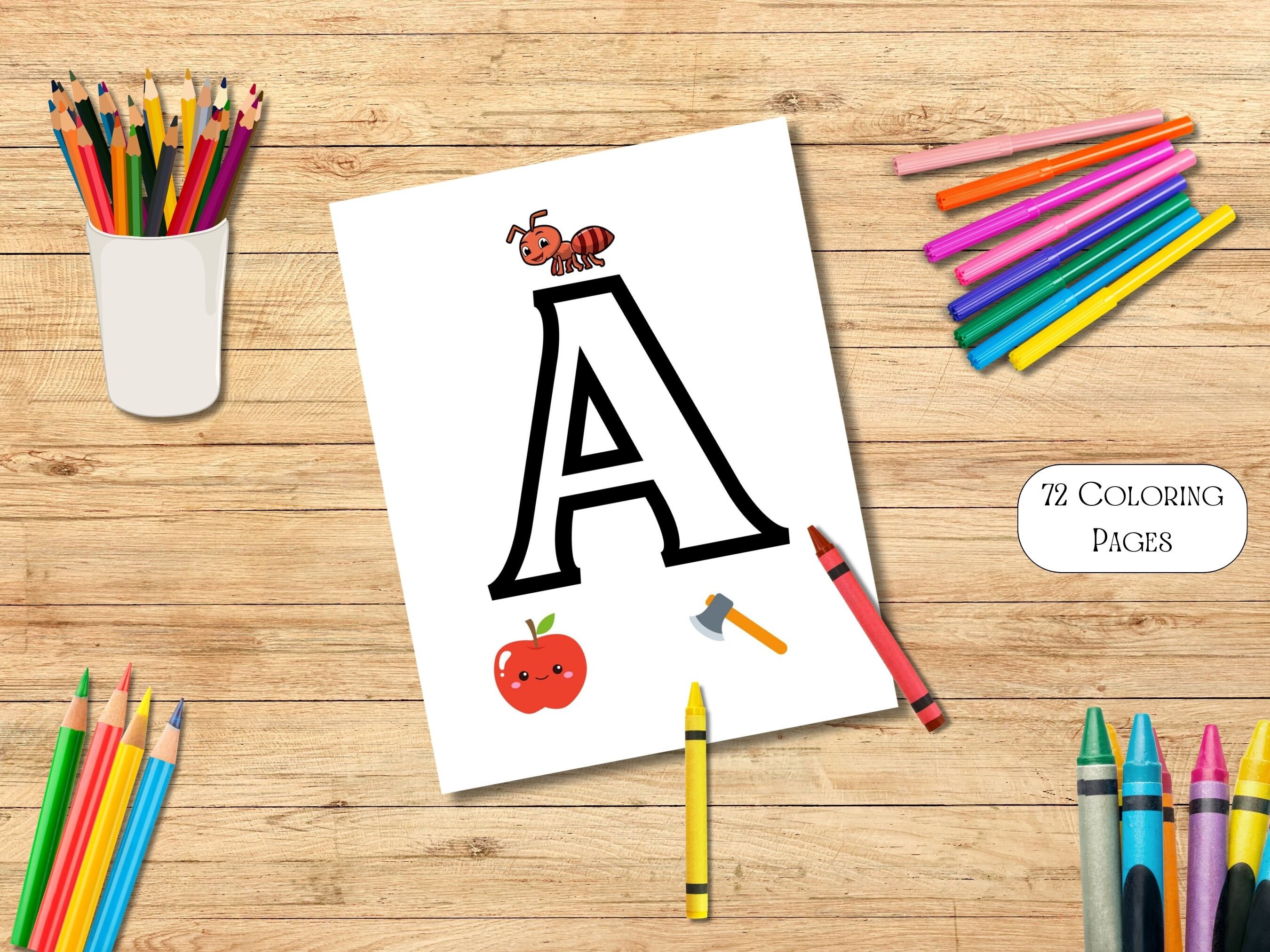 Large Print Alphabet Coloring Worksheets Kindergarten Teaching ...