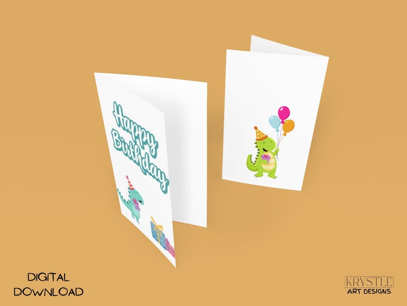 Printable Birthday Card Dinosaur Theme Birthday Greeting - Etsy