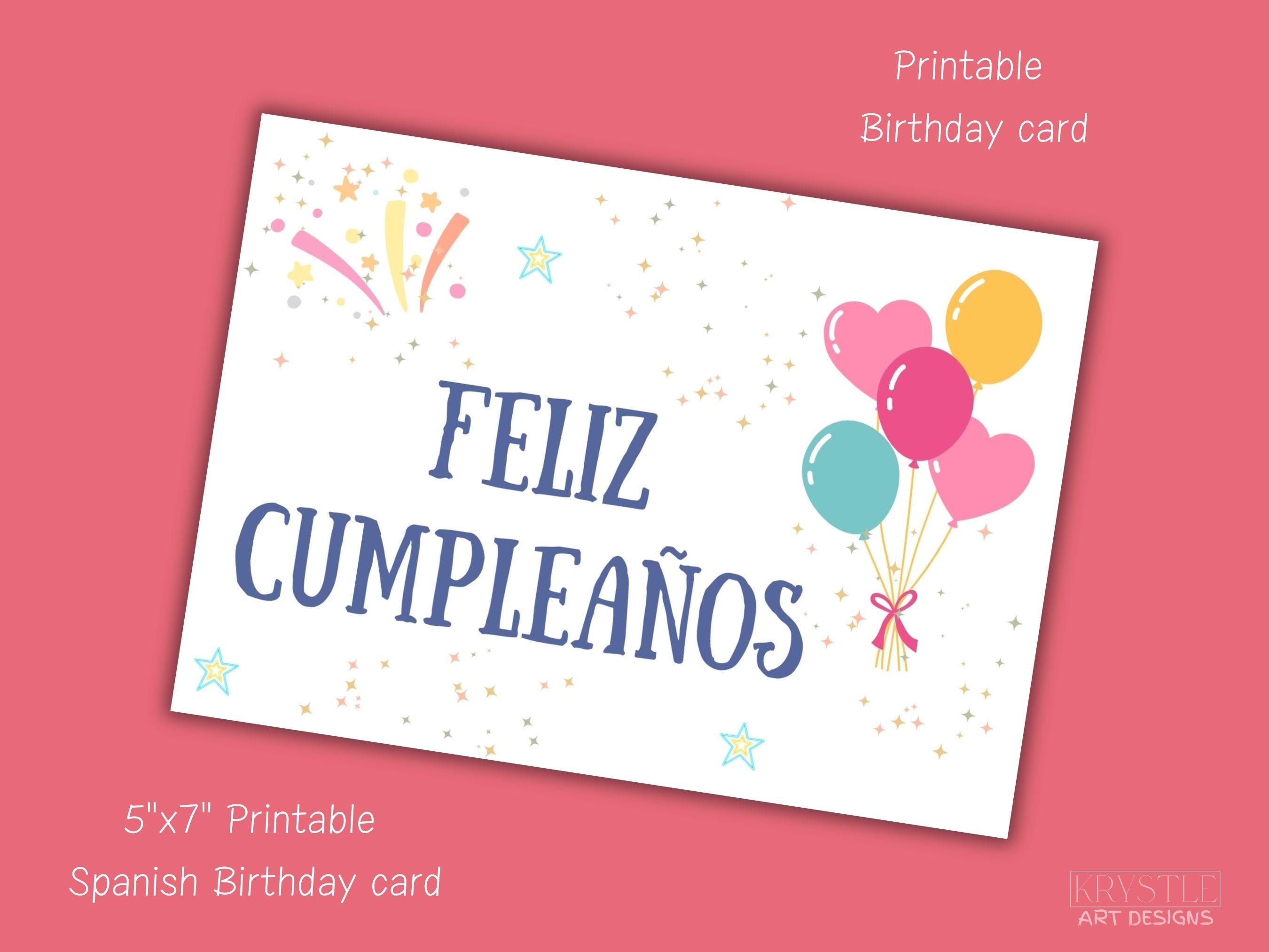 Feliz Cumpleaños Printable Card | Printable Spanish Birthday Card ...