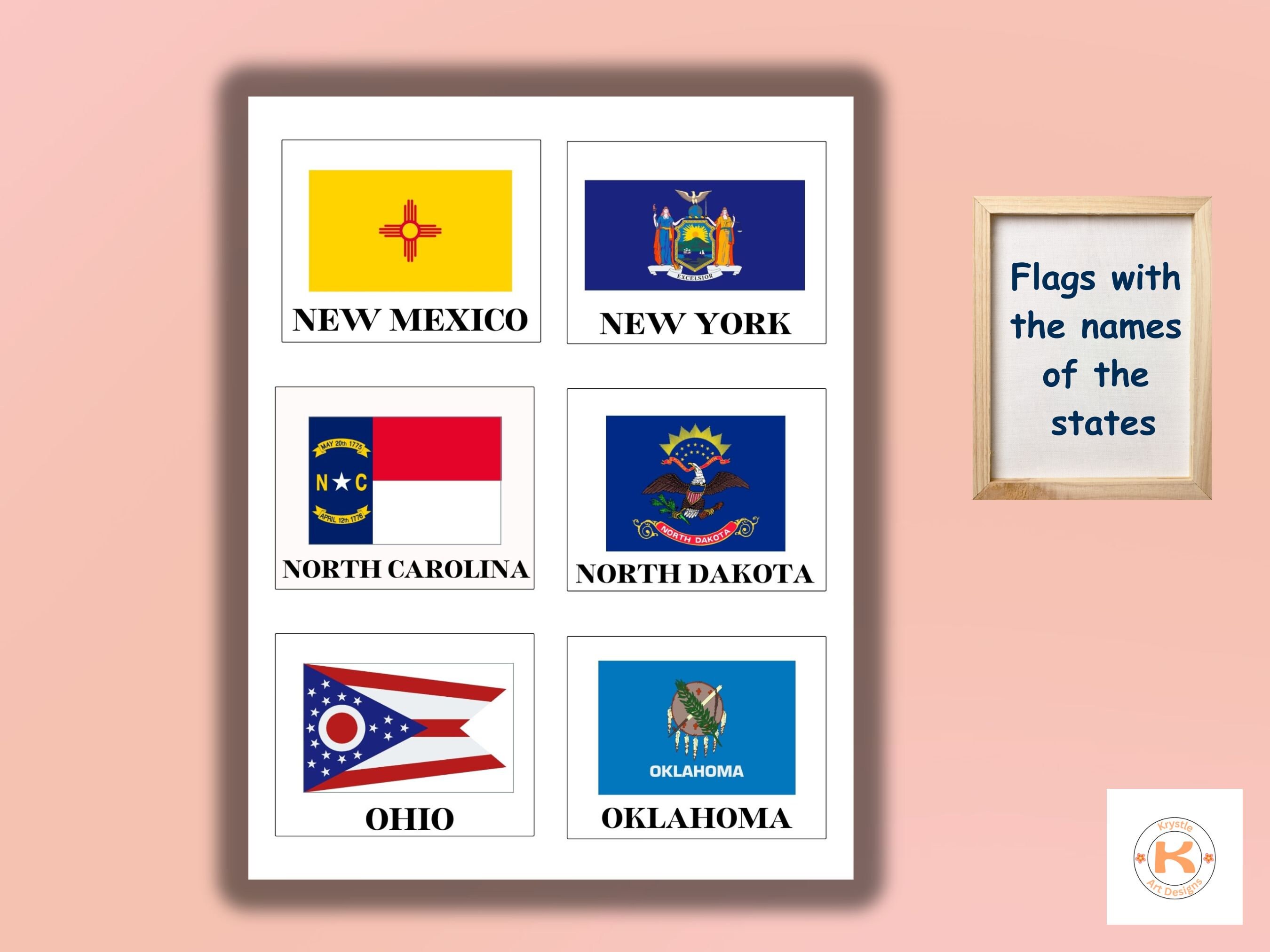 50 Flashcards of the Flags of the States of USA | Printable Flashcards ...