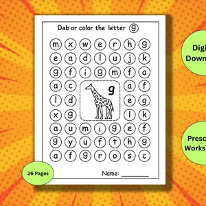 Dab the Letters Worksheets. 26 Printable Lowercase Alphabet - Etsy