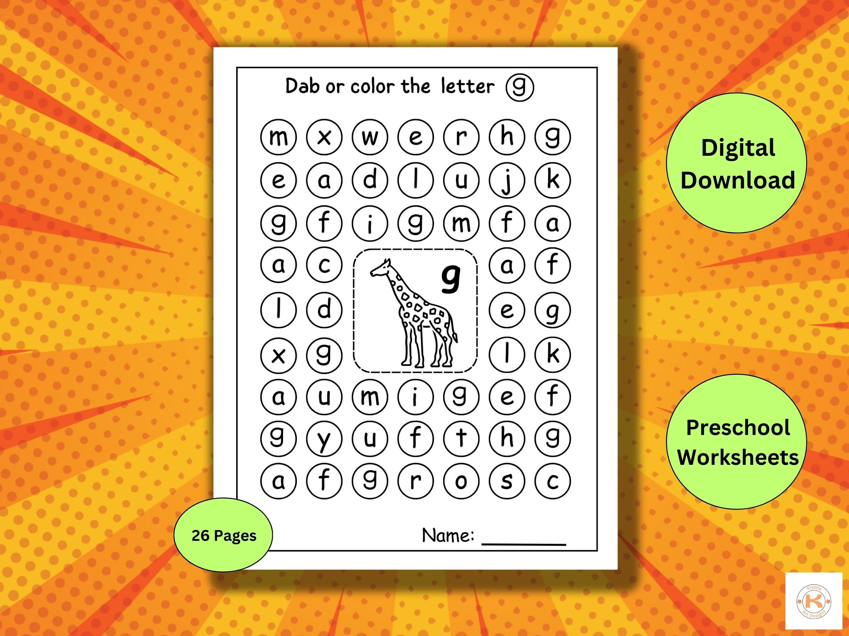 Dab the Letters Worksheets. 26 Printable Lowercase Alphabet - Etsy