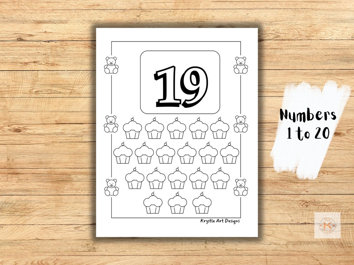 Count & Color the Numbers 1 to 20 Printable Numbers Worksheets Teddy ...
