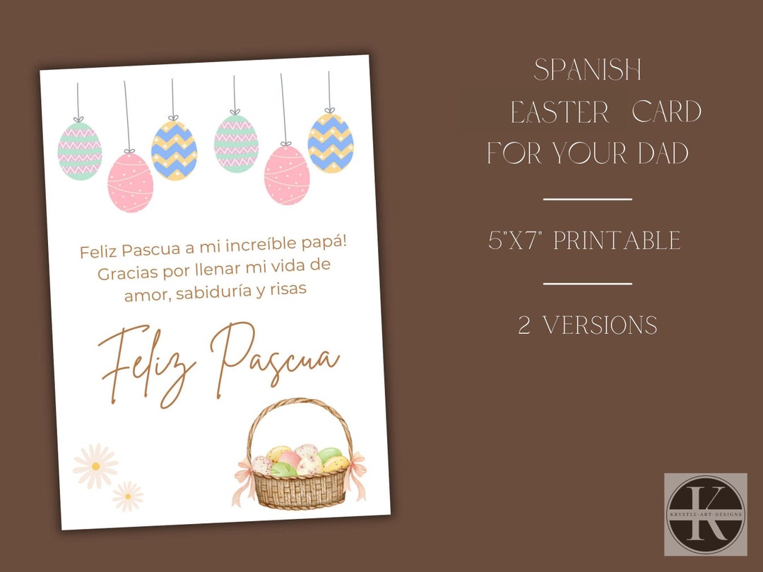 Easter Printable Card for Dad in Spanish | Printable Spanish Happy ...