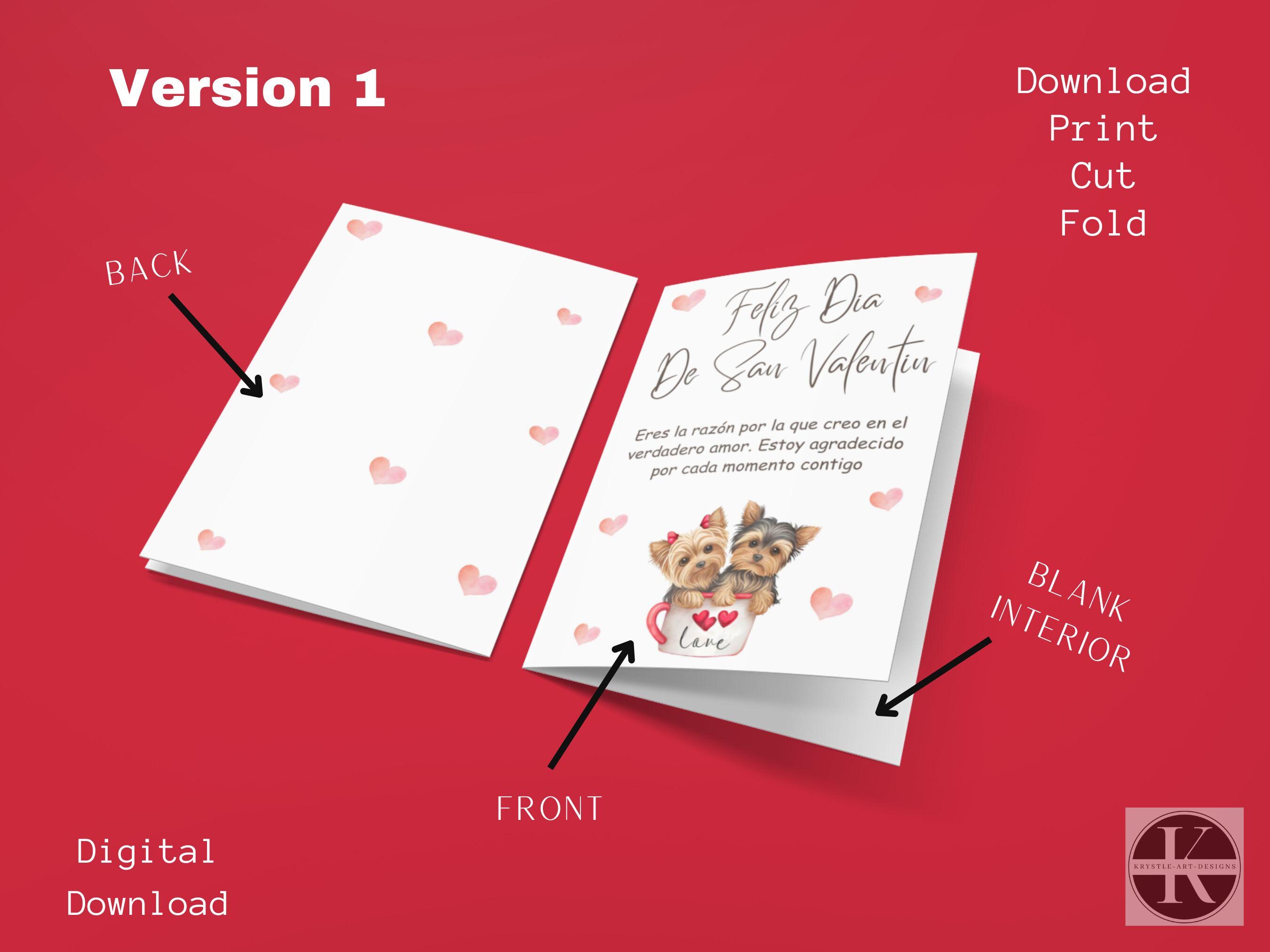 Spanish Valentines Day Printable Card | Feliz Dia De San Valentin Card ...