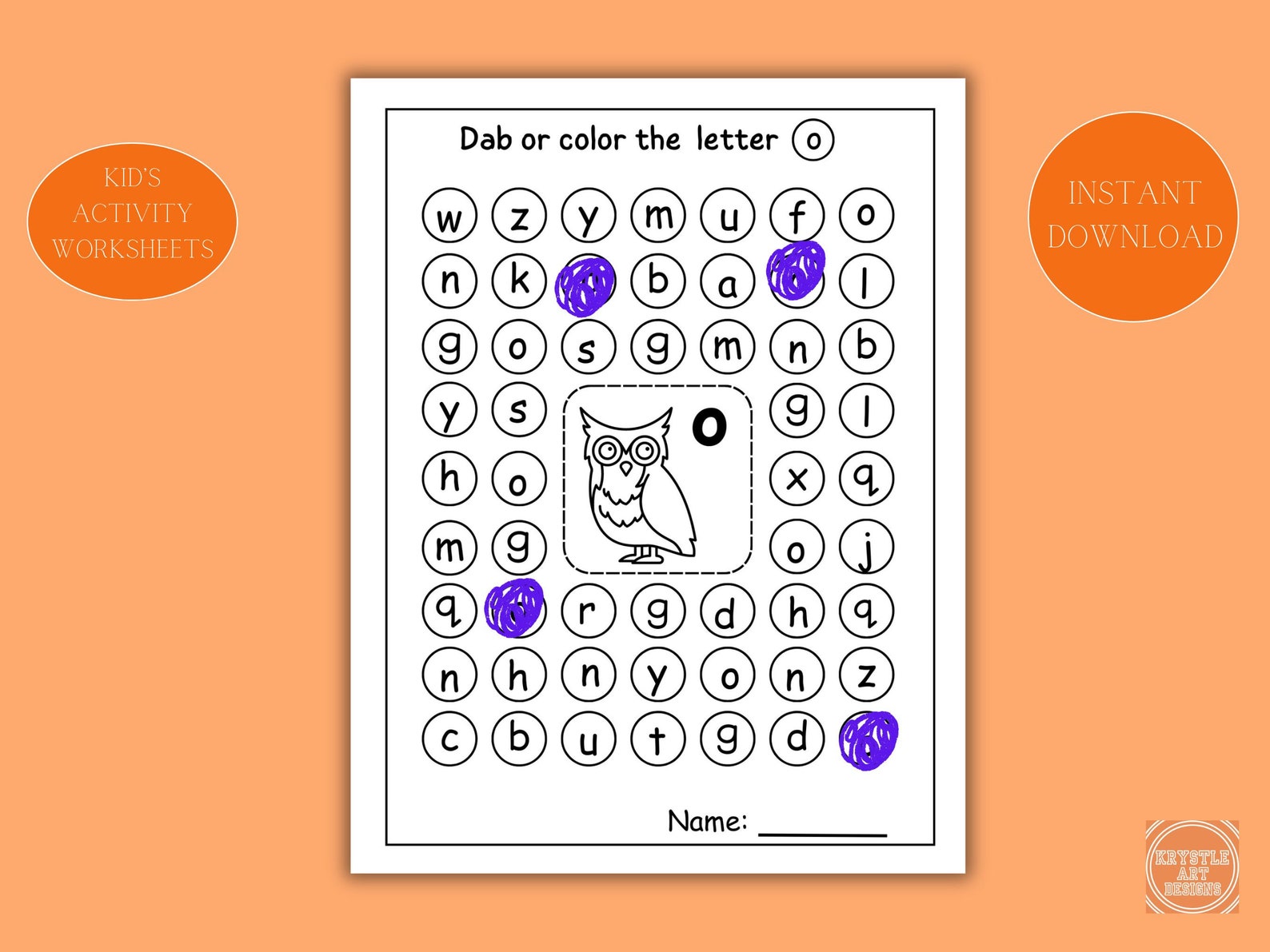 Dab the Letters Worksheets. 26 Printable Lowercase Alphabet Dab It ...