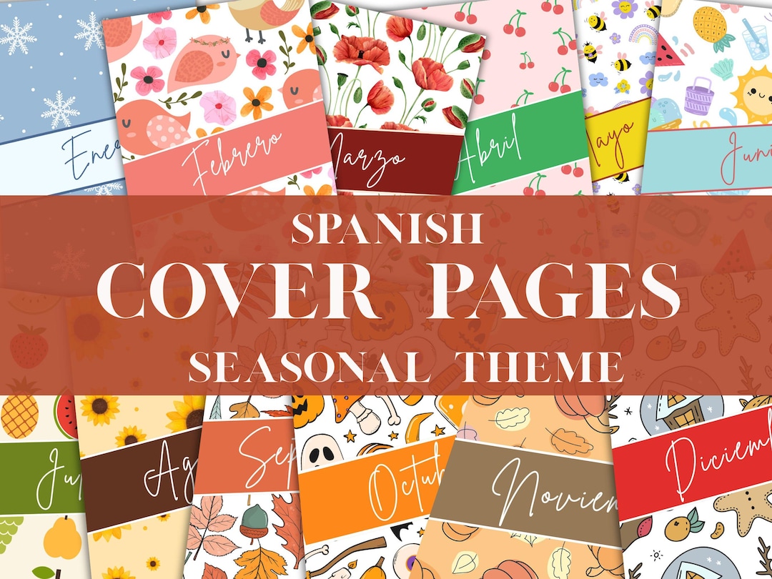 Printable Spanish Cover Pages for 12 Monthly Planner Journal | Season ...