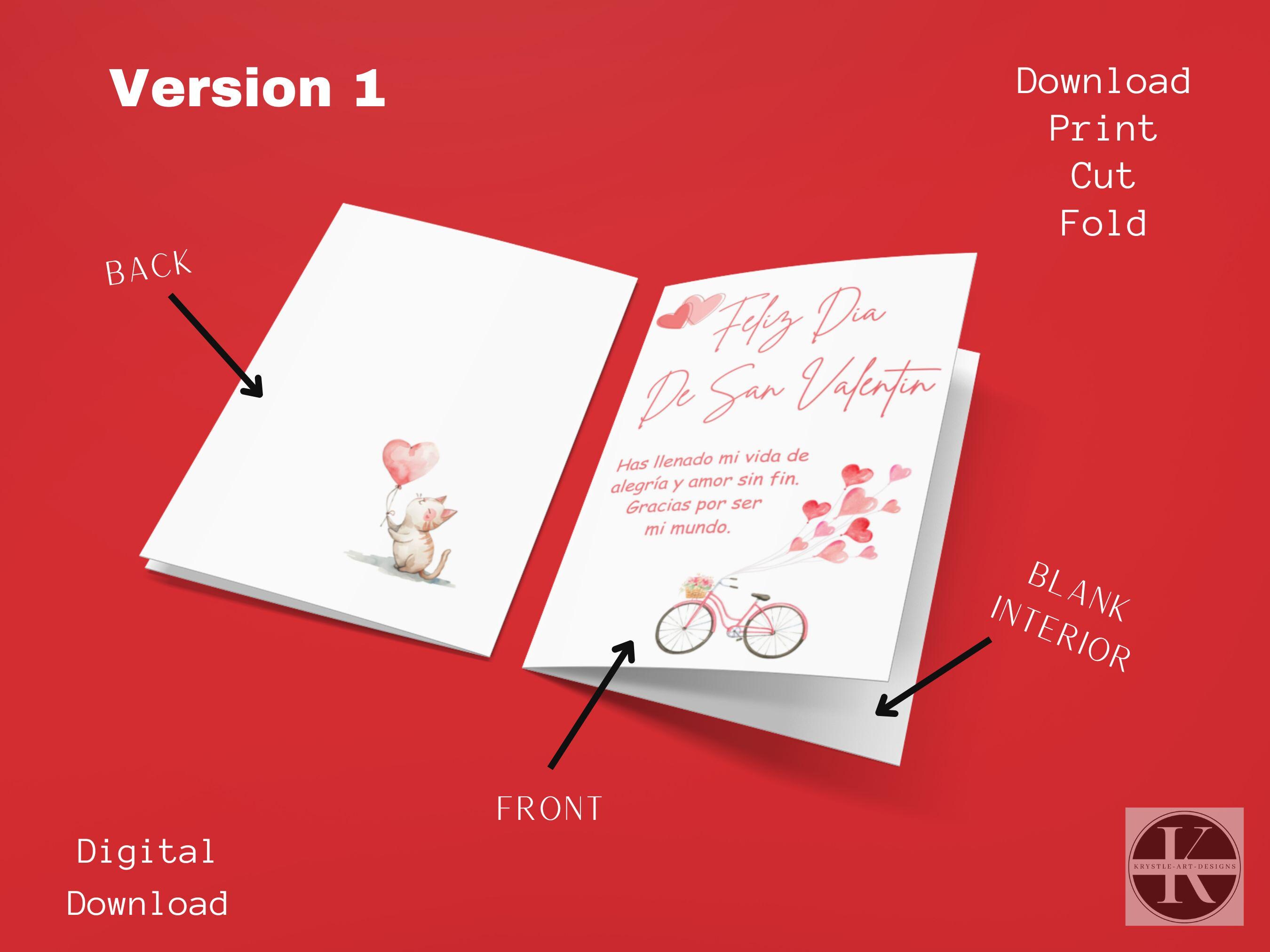 Spanish Valentines Day Printable Card | Feliz Dia De San Valentin Card ...