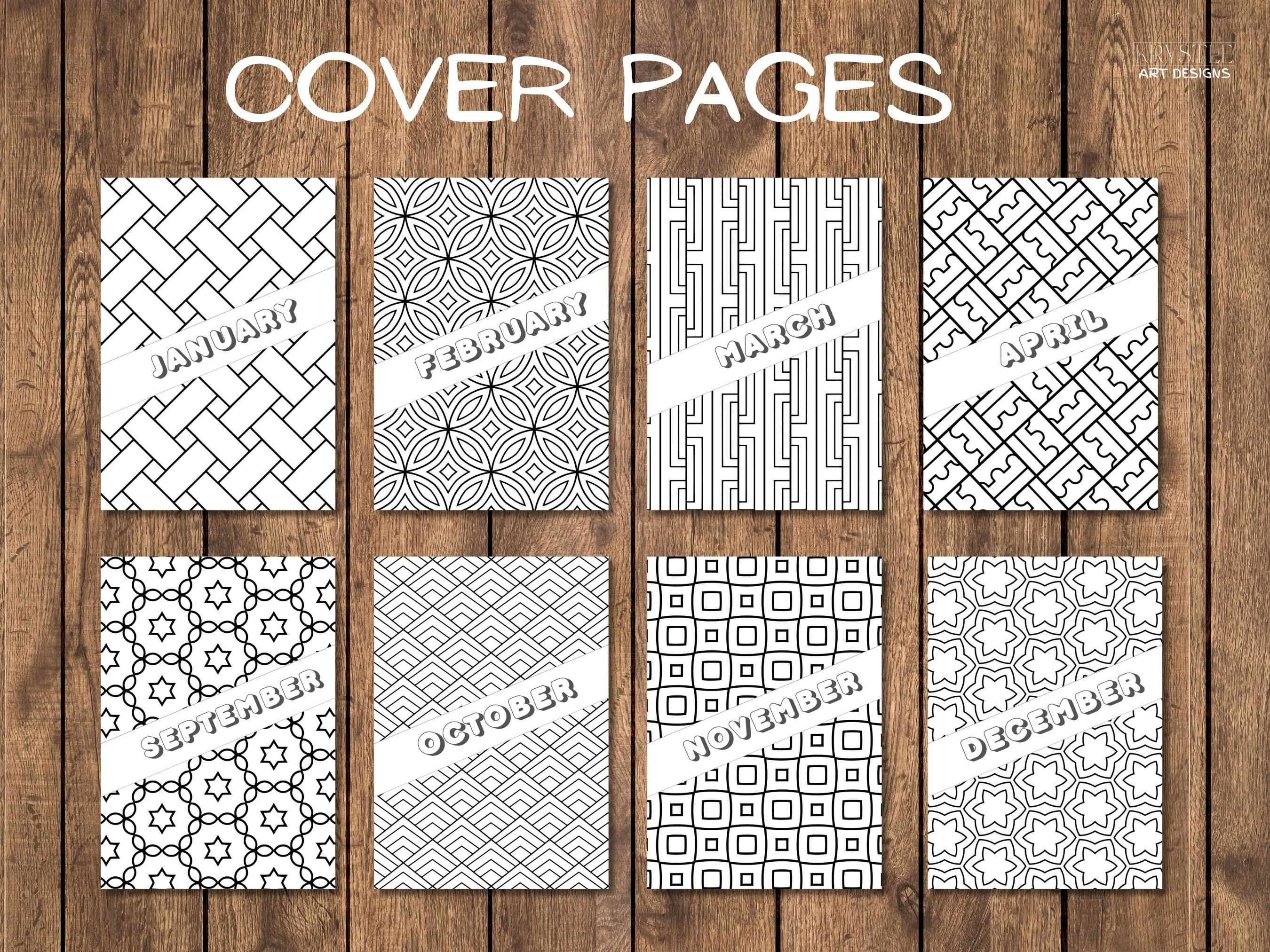 12 Month Calendar Pages With 12 Cover Pages 2 Page Spread Printable A5 ...