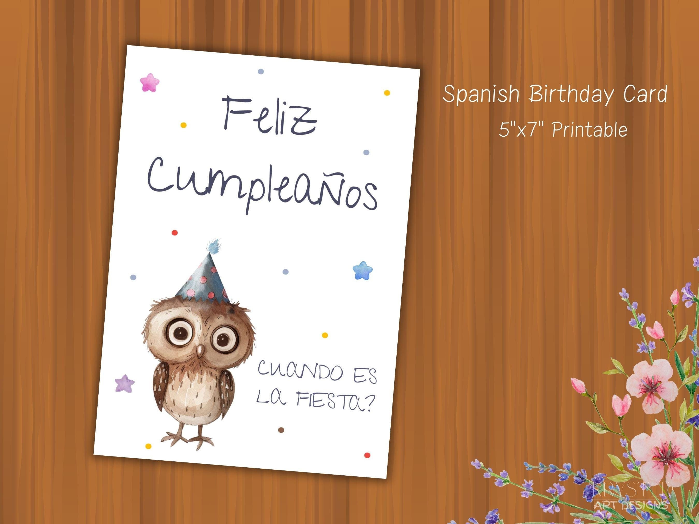 Feliz Cumpleaños Printable Card Printable Spanish Birthday Card Spanish Birthday Card for ...